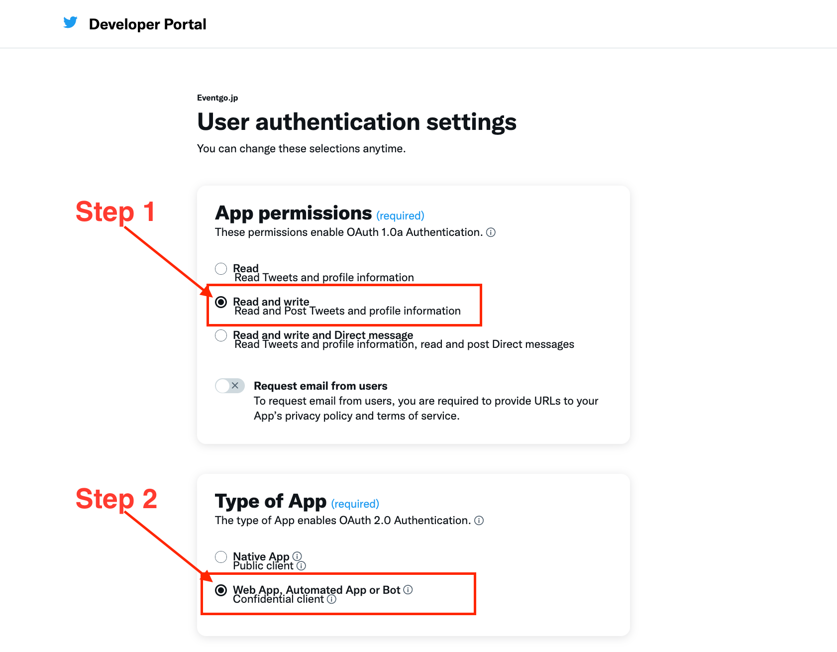 Setting Api bot twitter
